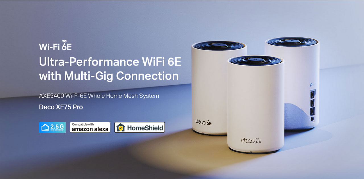 TP-Link Deco AXE5400 Tri-Band WiFi 6E Mesh System (Deco XE75 Pro) - 2.5G WAN/LAN Port, Covers up ...